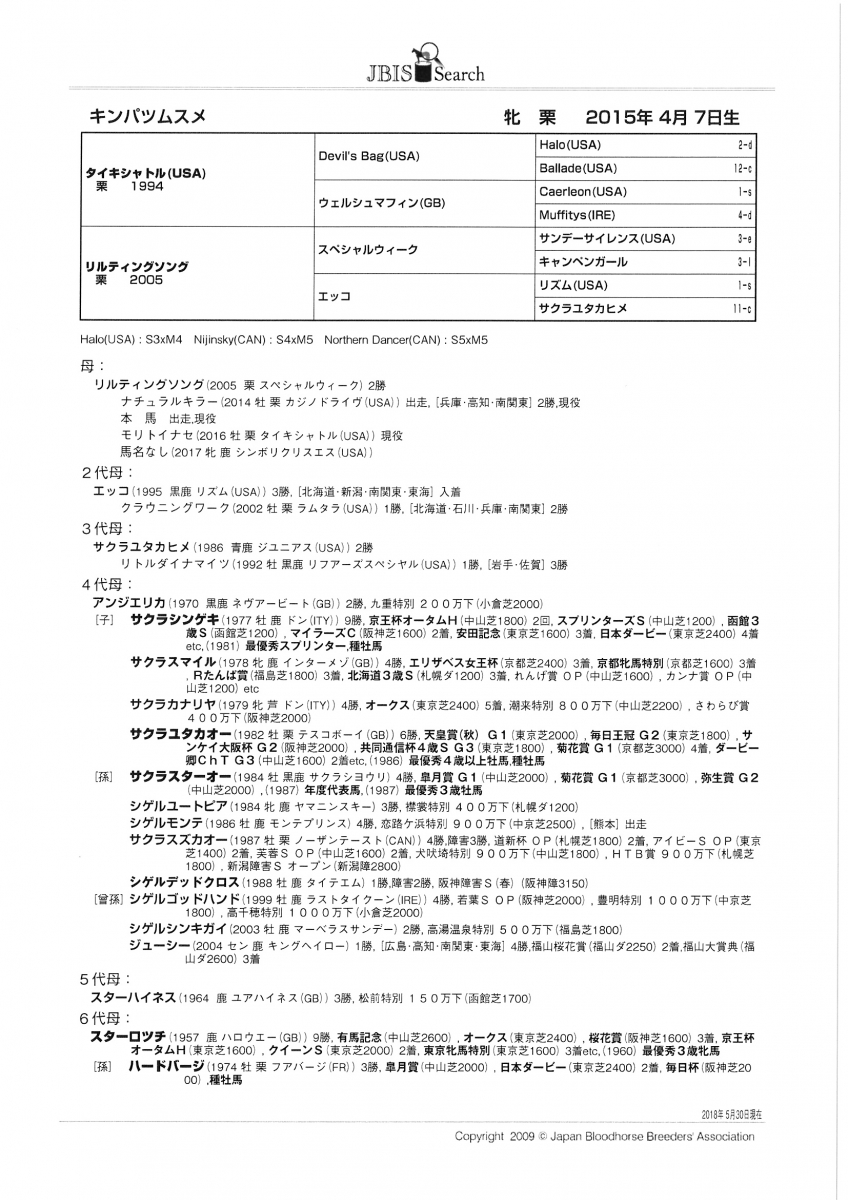 キンパツムスメ Kimpatsu Musume 牝 3歳 ※中央競馬 登録抹消 | サラブレッドオークション