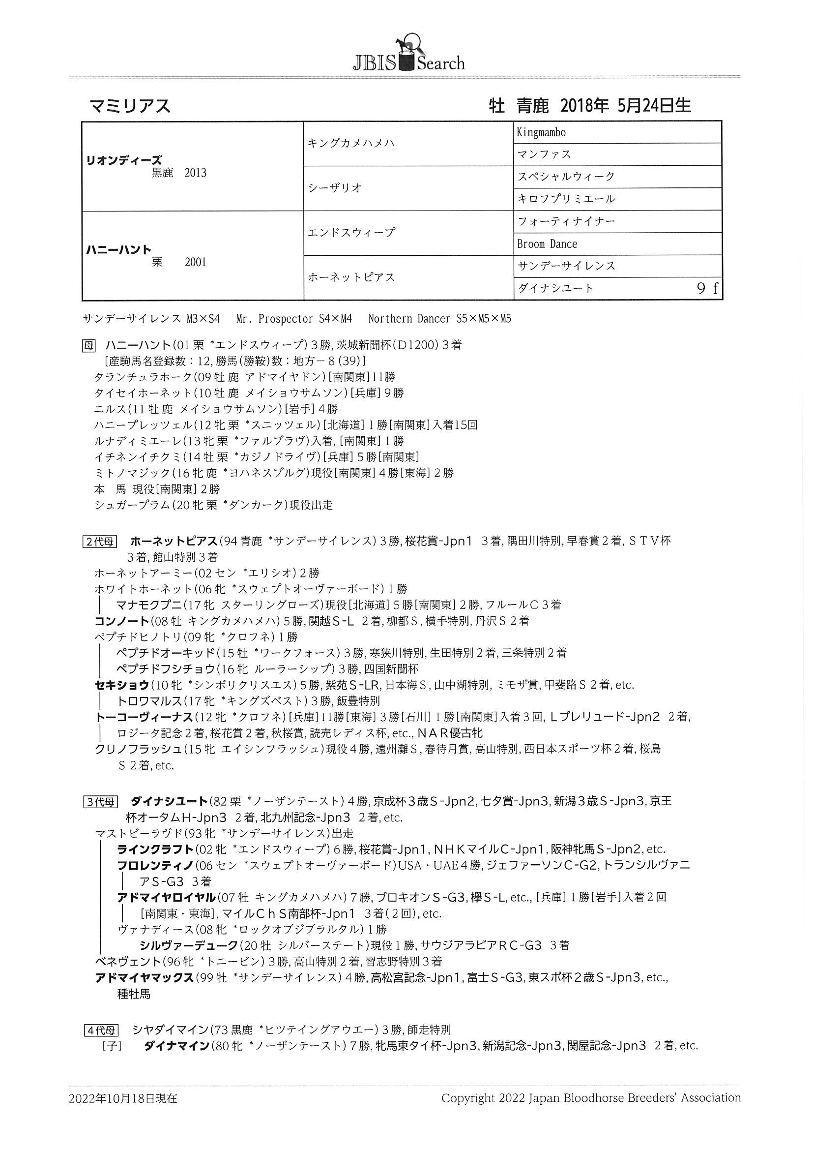 マミリアス Mamillius 牡 4歳 ※地方競馬 在籍 | サラブレッドオークション